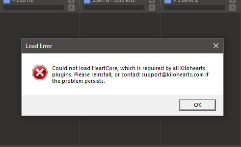 Kilohearts says "Could Not Load HeartCore" – Slate Digital